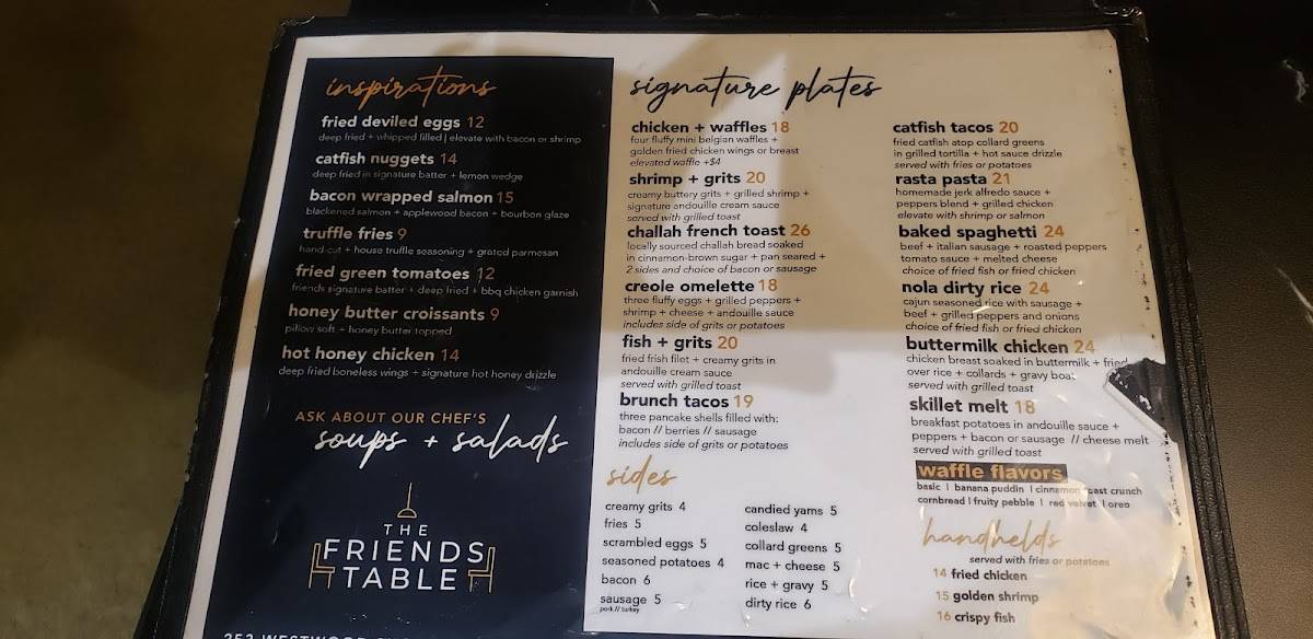 Menu at The Friend's Table restaurant, Fayetteville, 253 Westwood ...