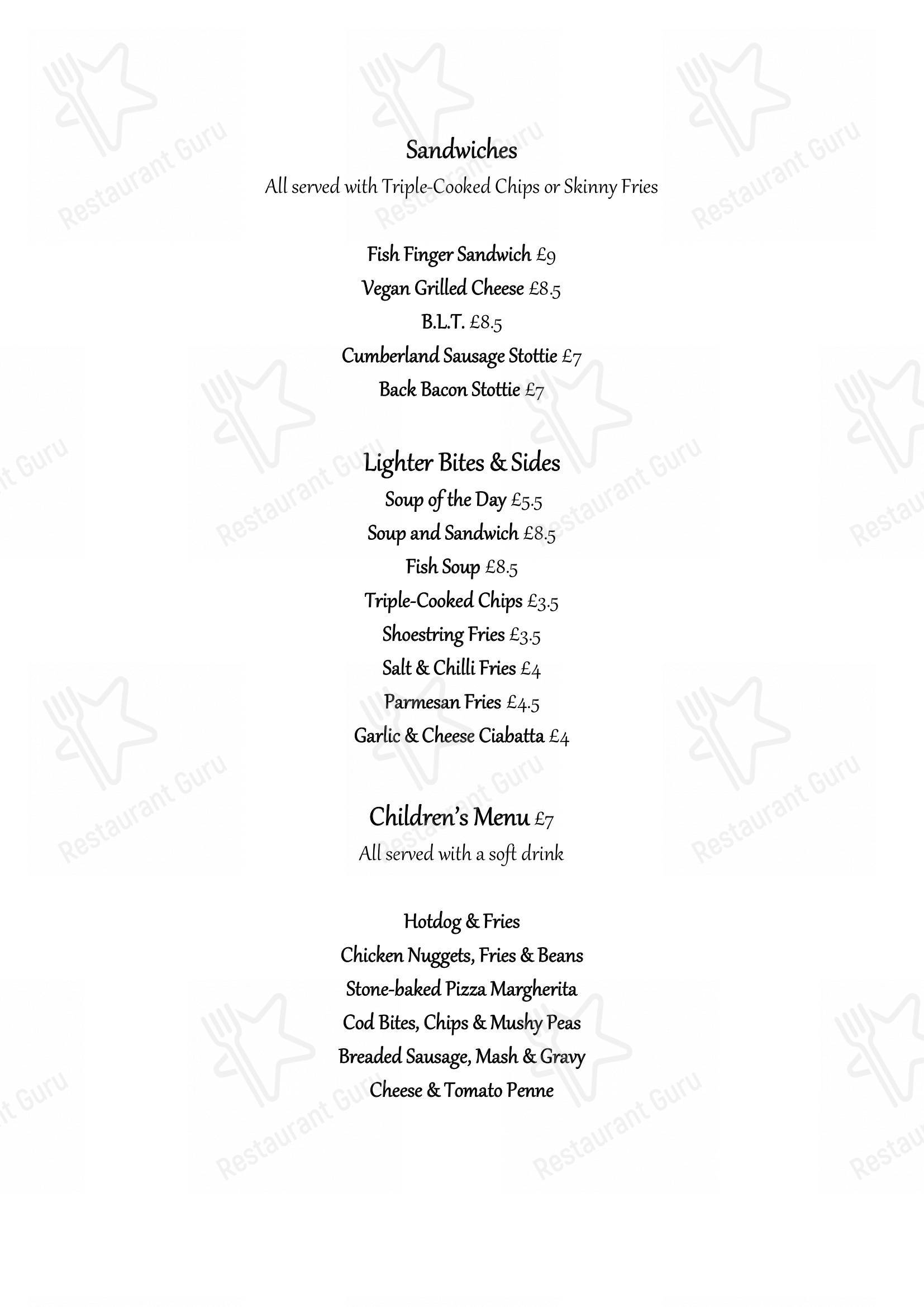 Menu at The Lock restaurant, North Shields