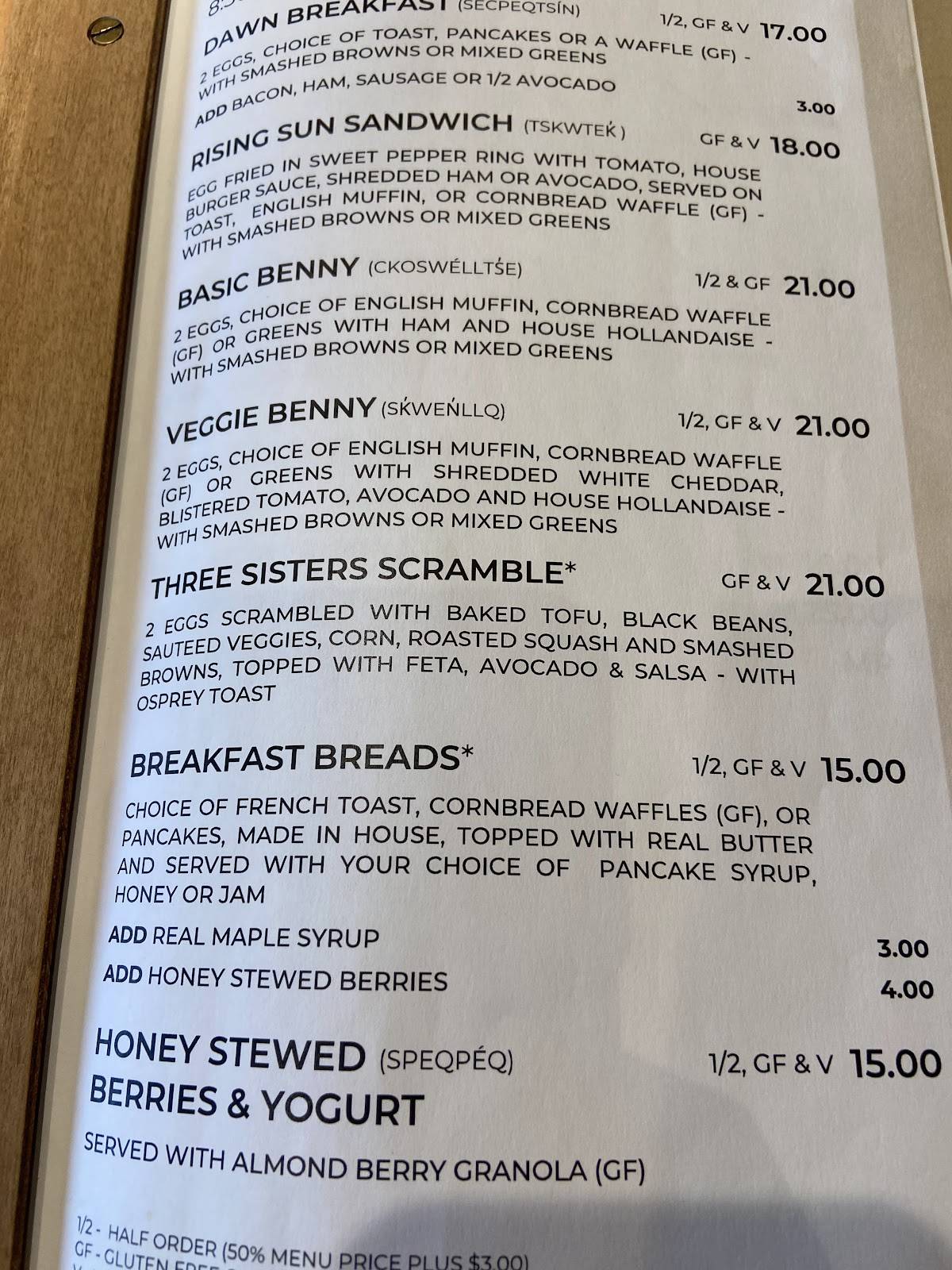 Menu at The Osprey Nest Social House and Eatery restaurant, Williams Lake