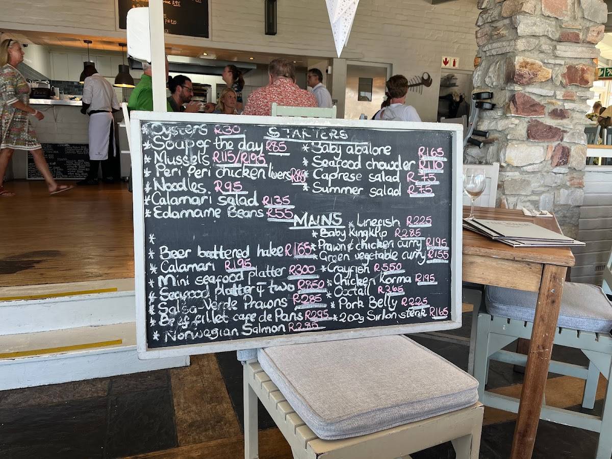 Menu at The Rock at New Harbour Hermanus restaurant, Hermanus, New Harbour
