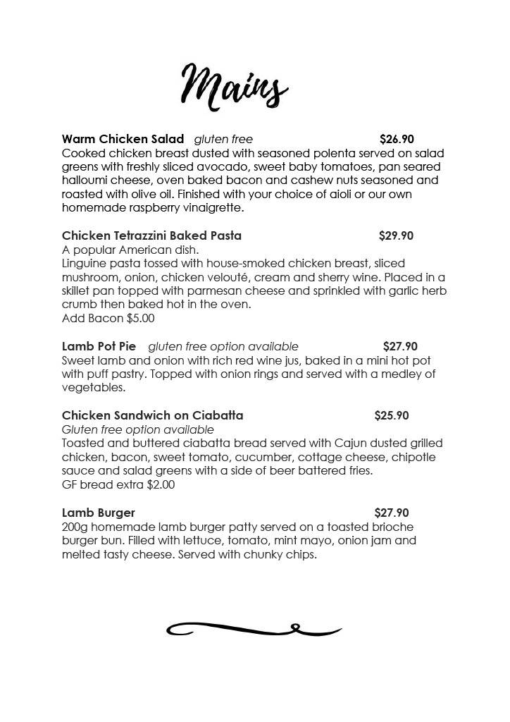Menu at The Saucy Chef Restaurant & Bar, Invercargill