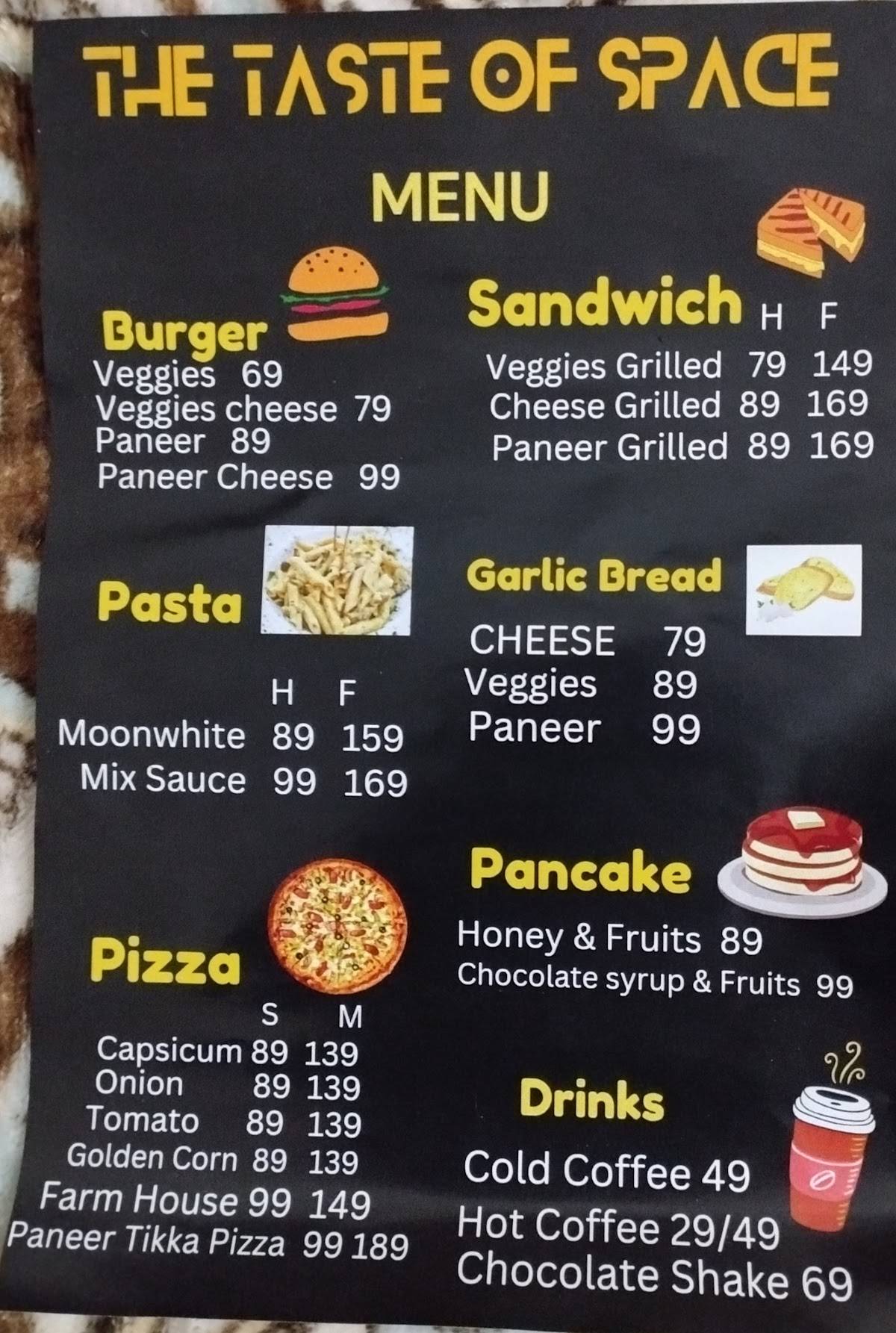 Menu at The Taste of Space (T-TOS cafe), Gurugram