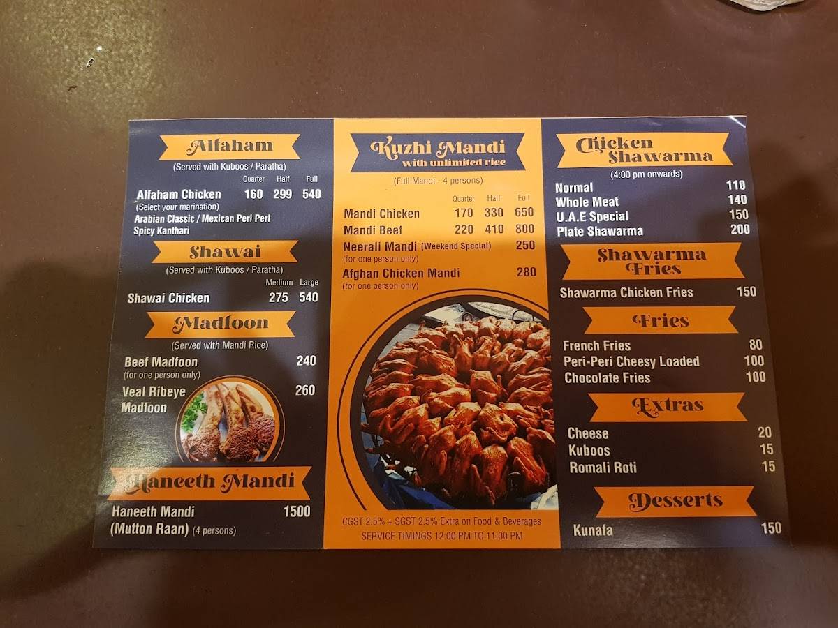 Menu at The UAE - The Uptown Arab Eatery, Coimbatore