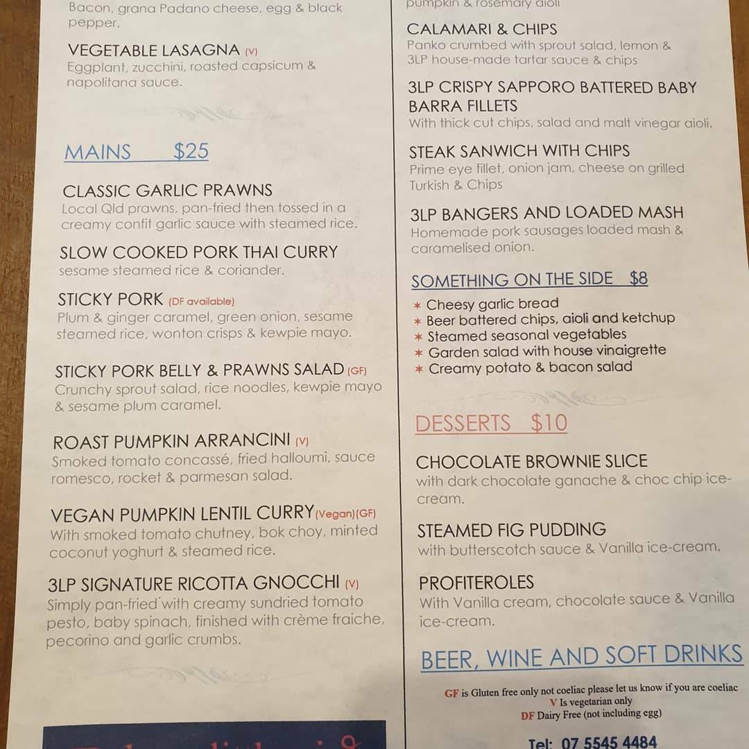 Menu at Three Little Pigs Bar & Bistro, Tamborine Mountain