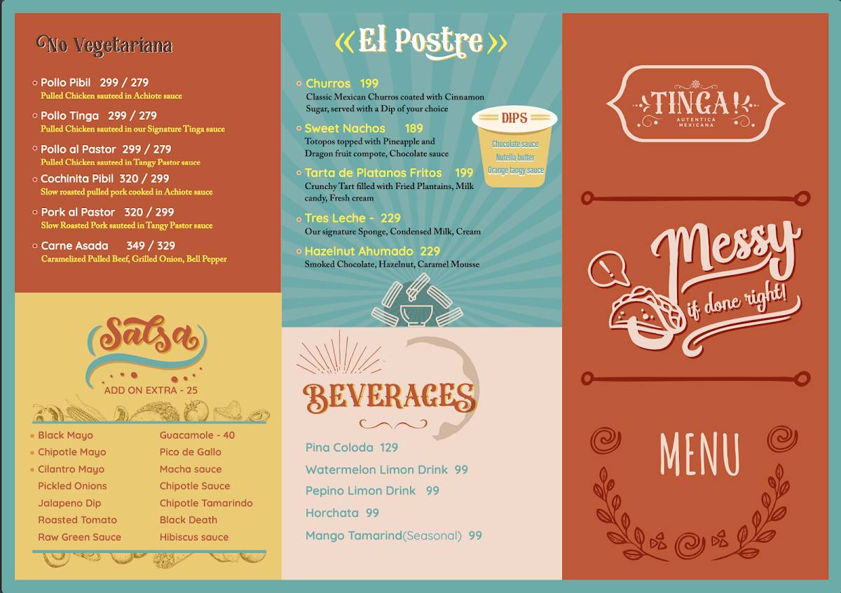 Menu at Tinga, Chennai