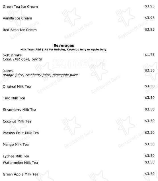 Menu at Top Gun Seafood Restaurant, Bellevue