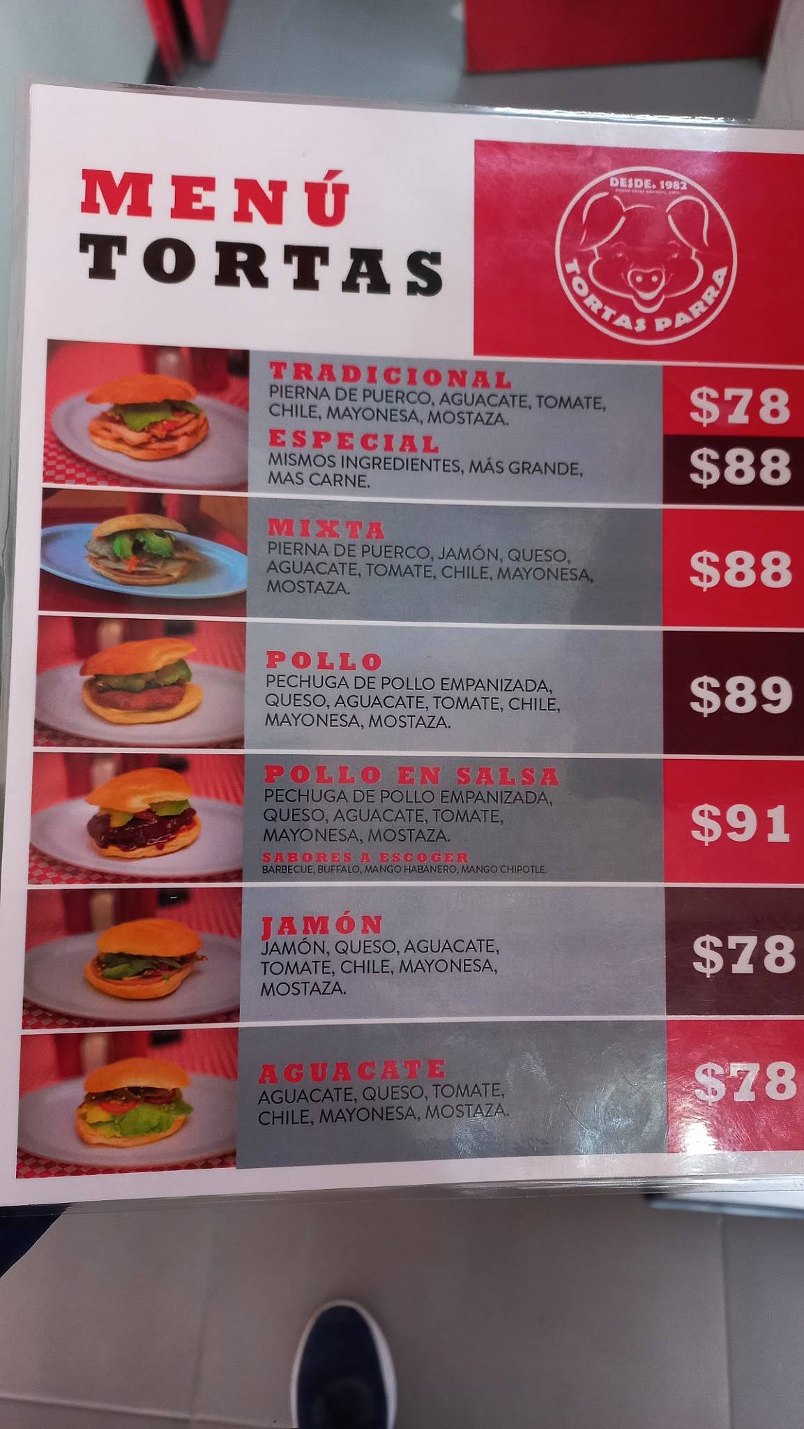 Carta del restaurante Tortas Parra Las Torres, Ciudad Juarez, Av del ...