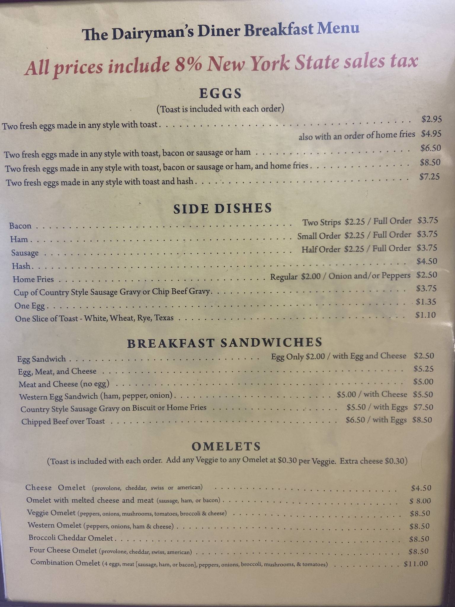 Menu at Trails End restaurant, Dresden