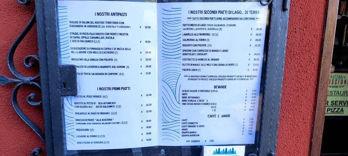 Menu at Trattoria La Busciona - Bellagio (co) restaurant, Bellagio