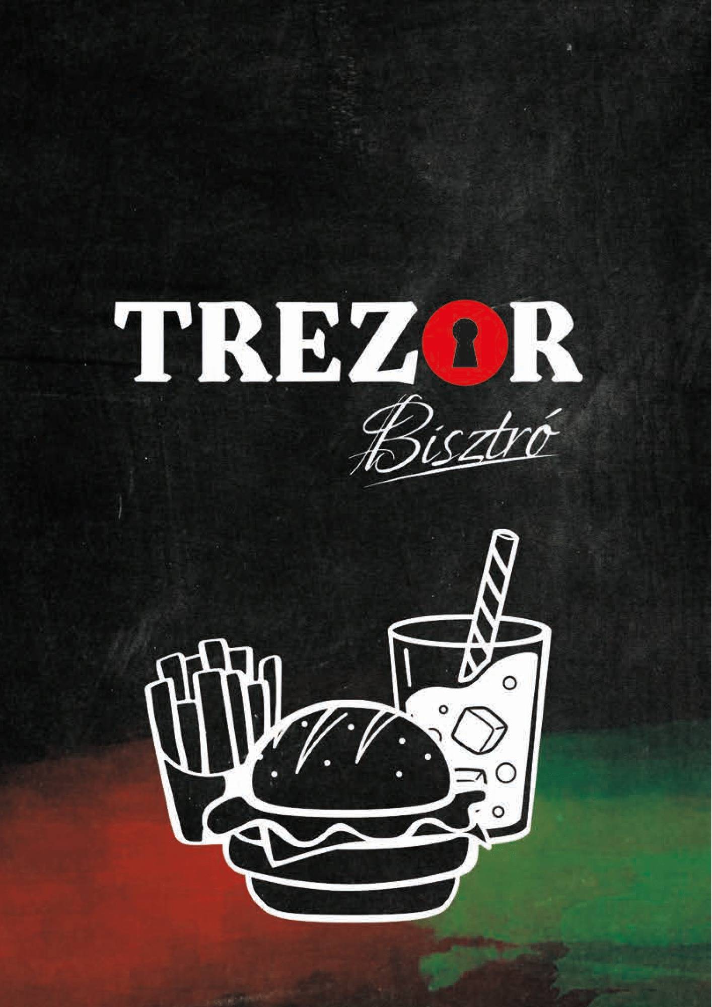Menu at Trezor Bisztró restaurant, Iváncsa