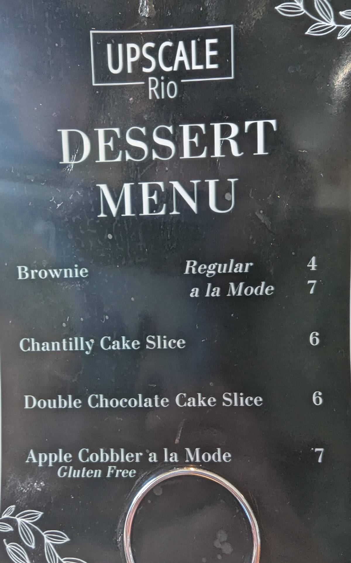 Menu at Upscale Rio restaurant, Rio Rancho