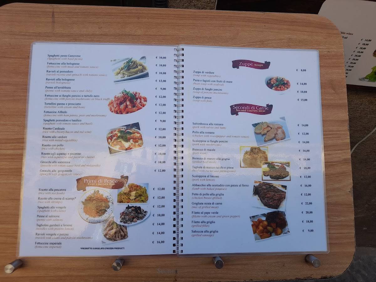 Menu at Vacanza Cucina typical romana restaurant, Rome