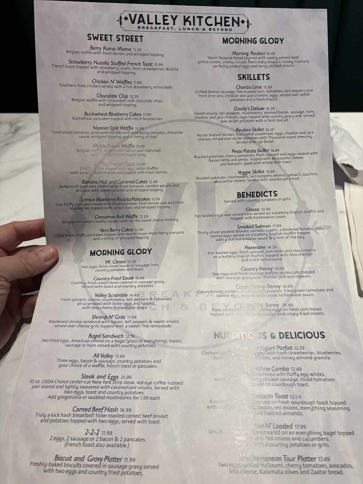Menu at Valley Kitchen Boardman restaurant, Boardman