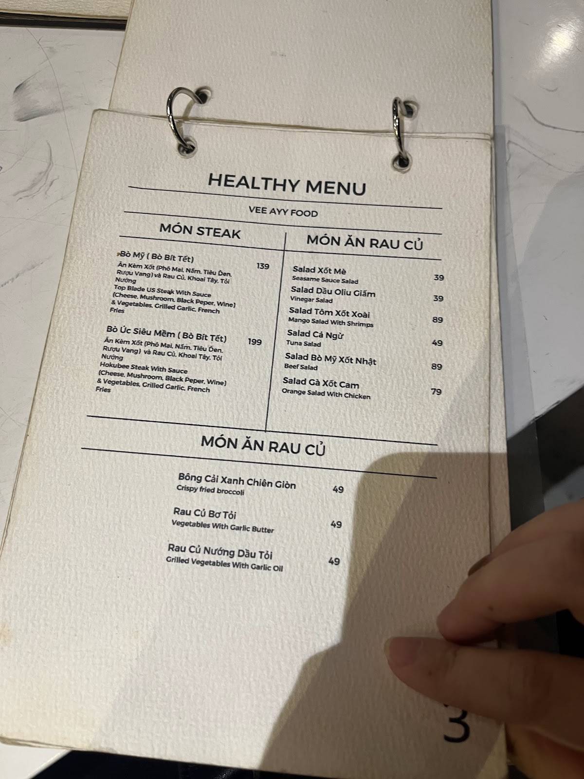 Menu at Vee Ayy Food restaurant, Ho Chi Minh City, 345/84 Đ. Trần Hưng Đạo