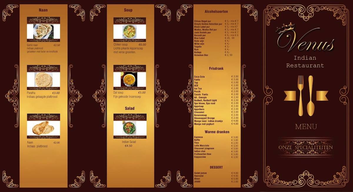 Menu at Restaurant Venus, Maaseik