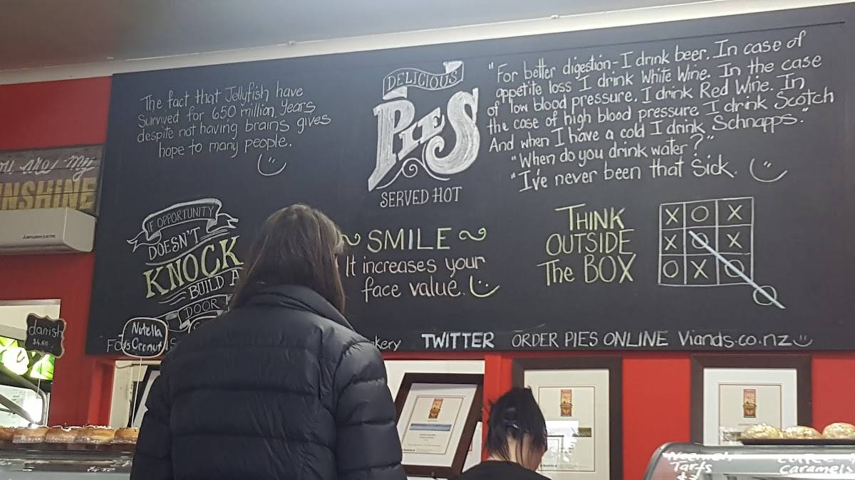 Menu at Viands Brothers Bakery, Kihikihi