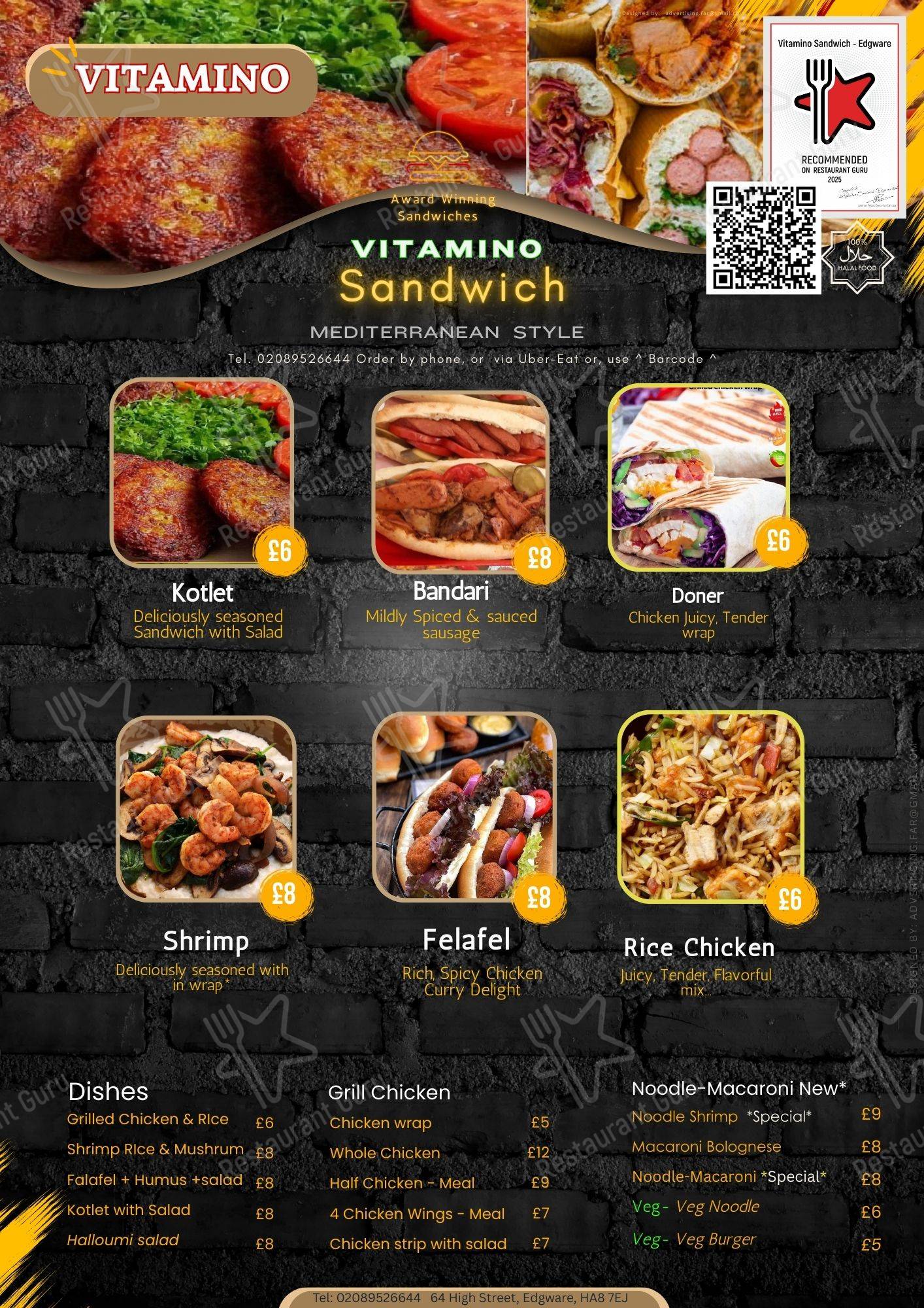 Menu at Vitamino Sandwich - Edgware restaurant, Edgware