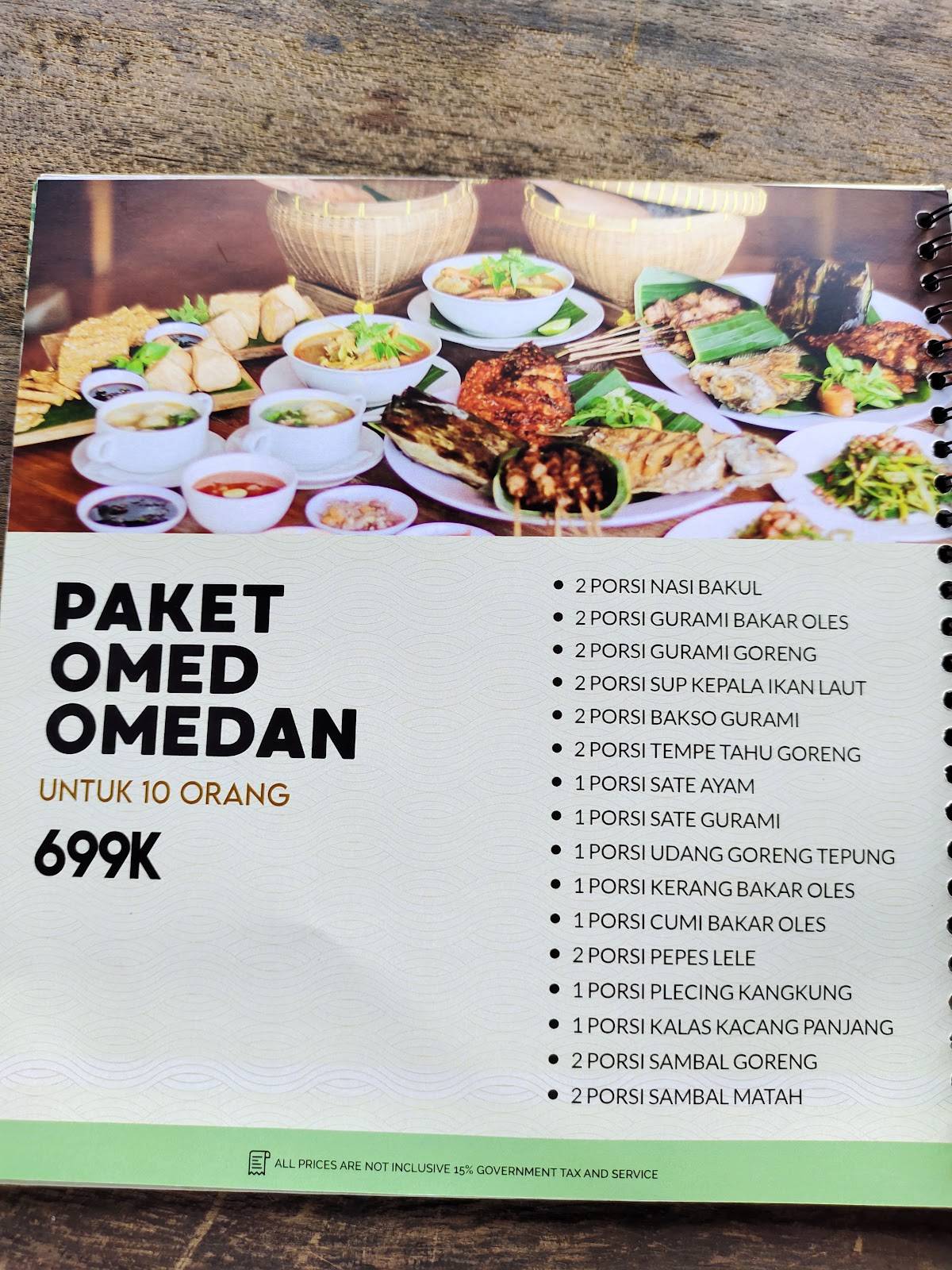 Menu at Warung Mina Peguyangan restaurant, Denpasar, Jl. Antasura No.91