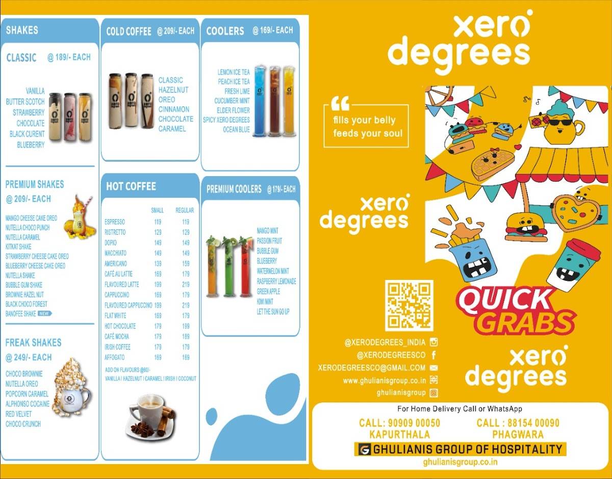 Menu at Xero Degrees, Kapurthala