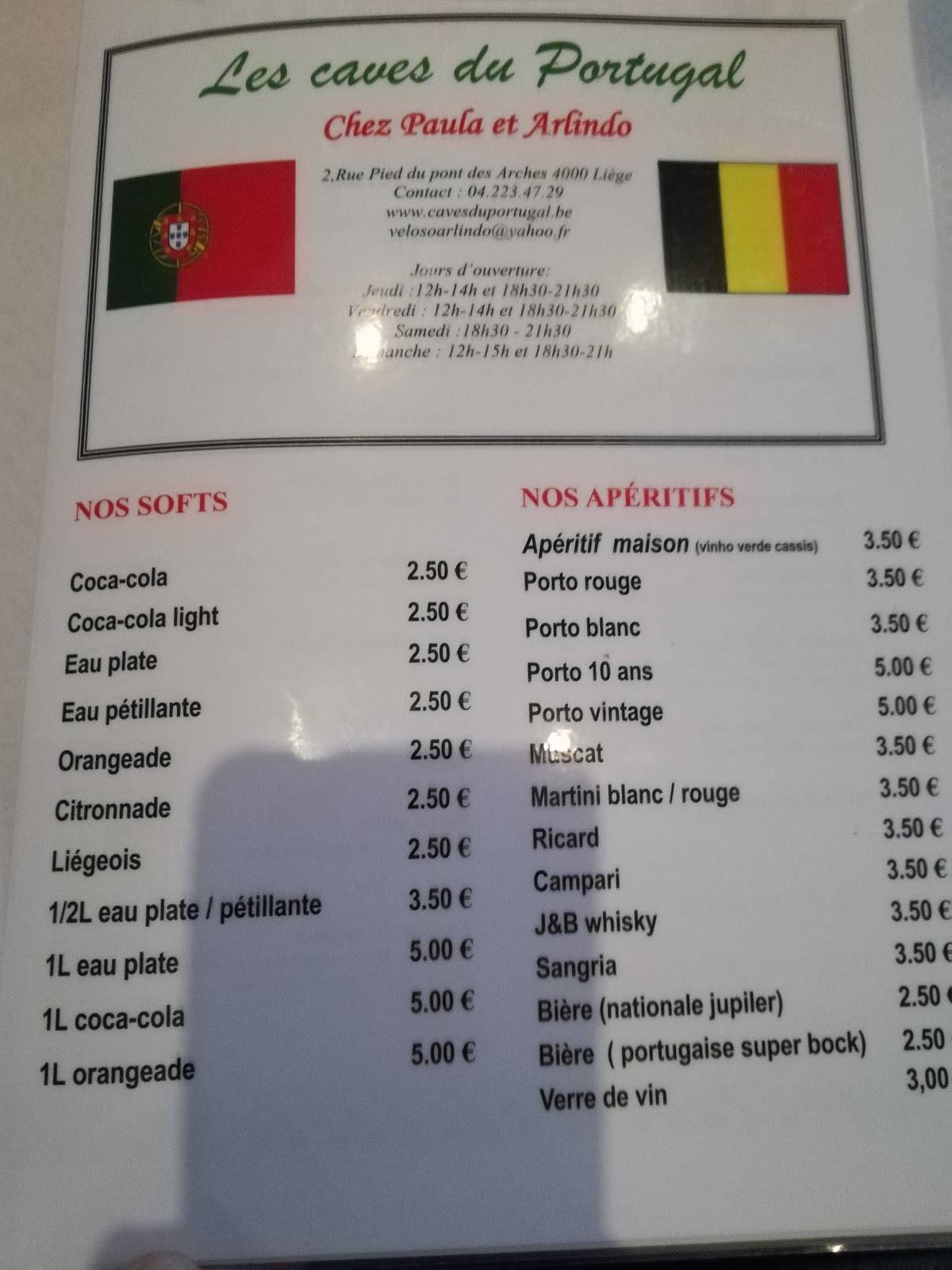 Menu au caves du Portugal o rodizio, Liège