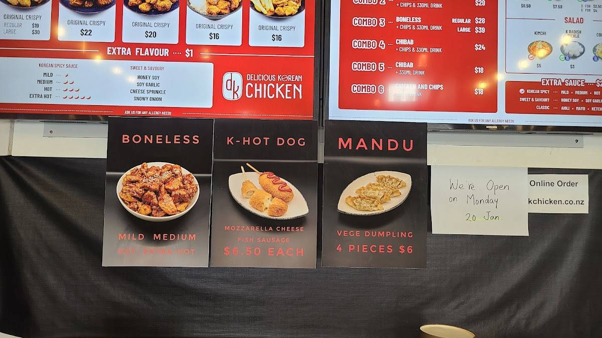 Menu at dK CHICKEN restaurant, Palmerston North