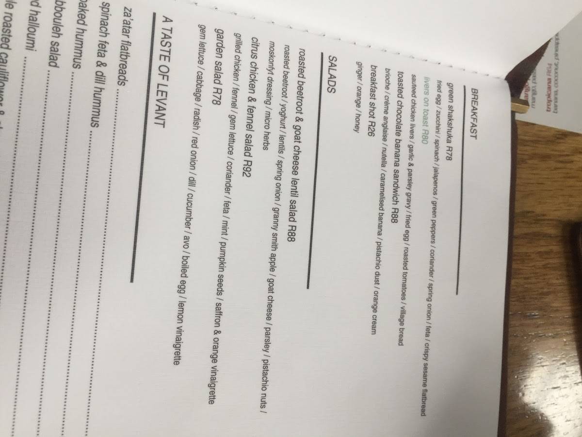 Menu at tashas Menlyn Maine restaurant, Pretoria, Ext2