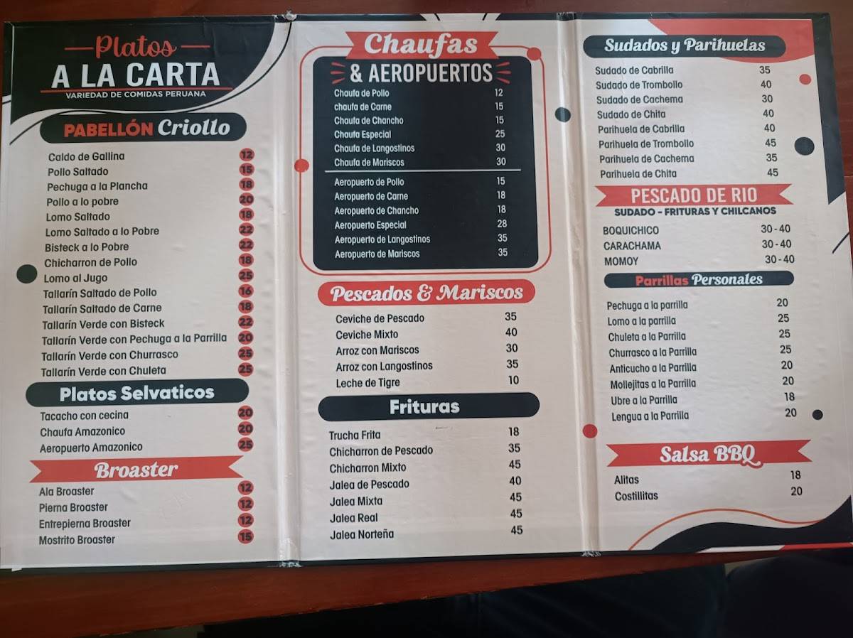 Carta de Restaurant y parrillas THREY-VANS'S, Jaén