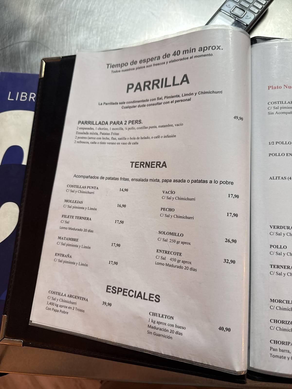 Carta del restaurante Che Bolú Málaga, Málaga, C/ Pacífico
