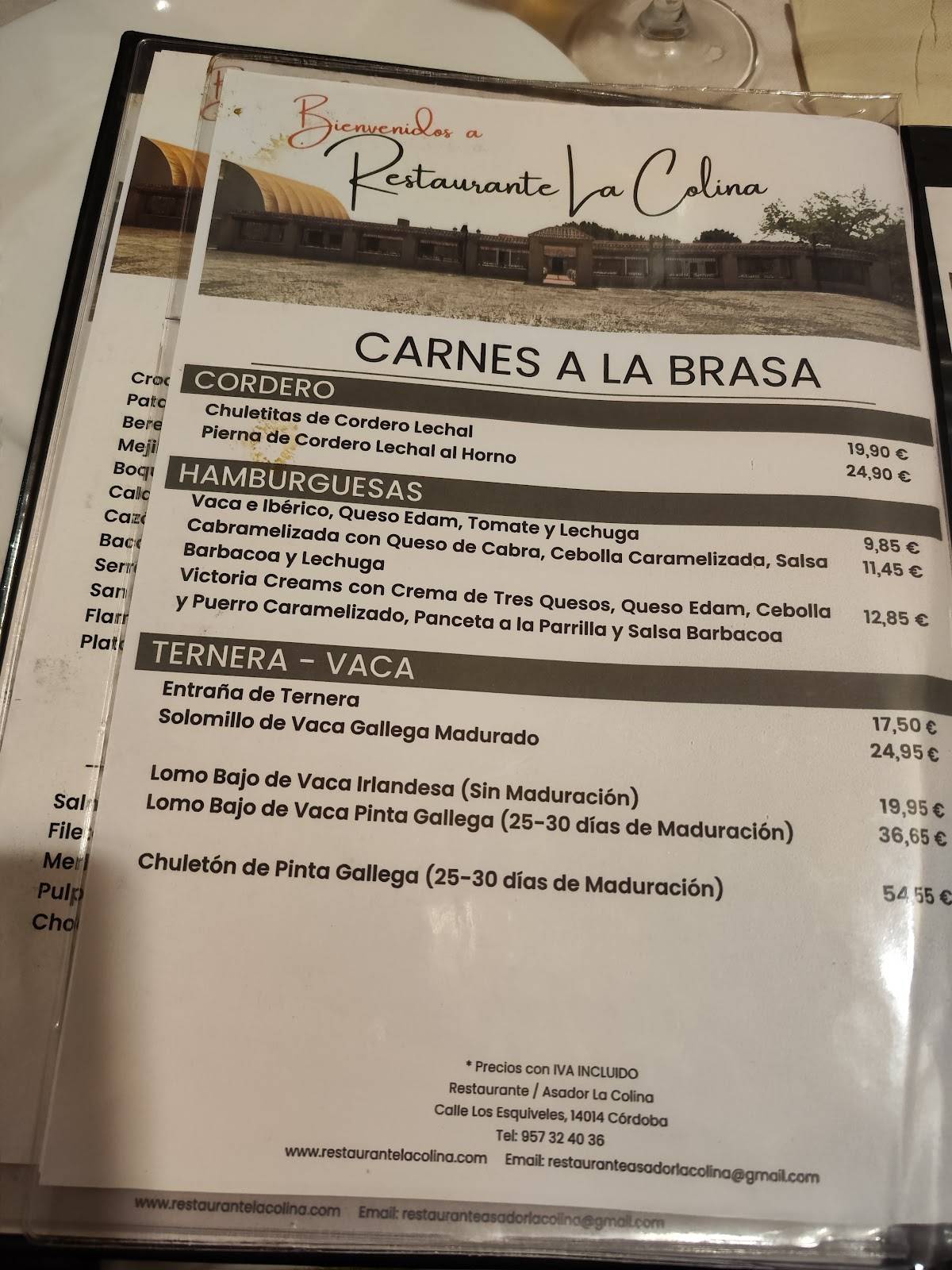 Menu at Restaurante Asador La Colina, Córdoba