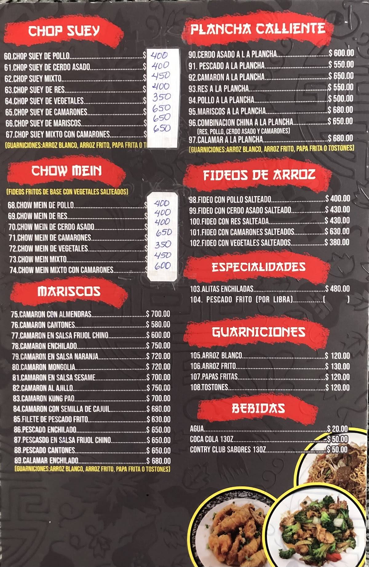 Menu at Restaurante Mirawa, Santiago De Los Caballeros