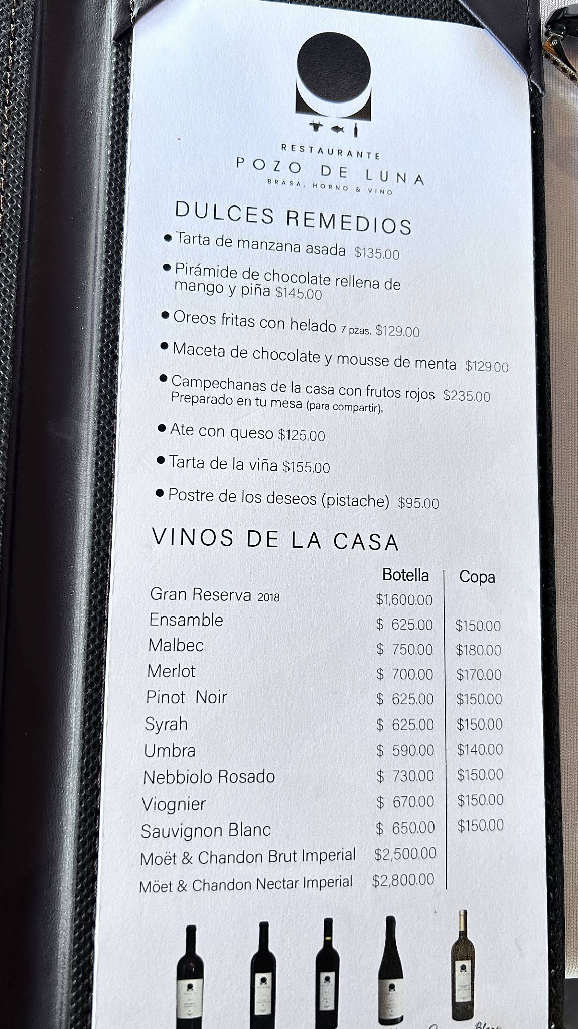 Carta de Restaurante Pozo de Luna, Rancho Nuevo