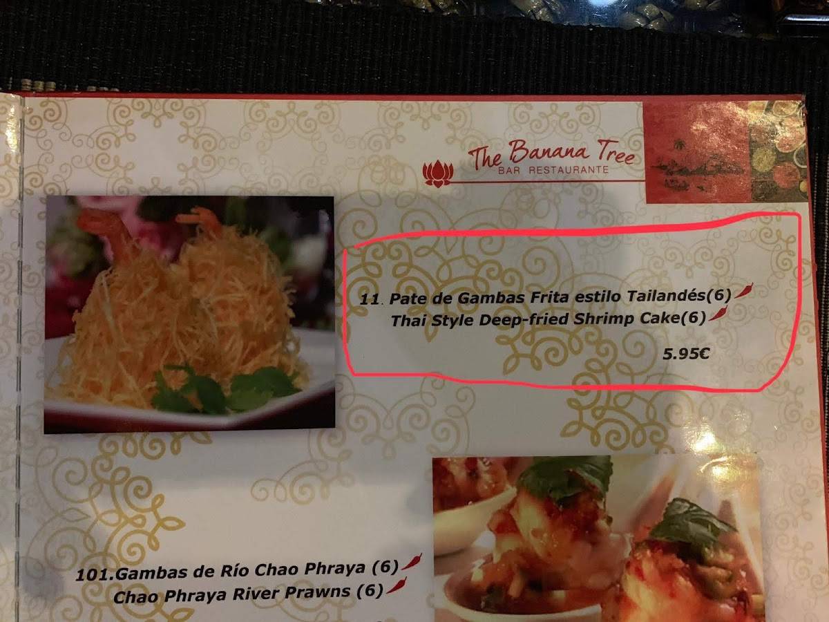 Menu at Restaurante The Banana Tree, L'Albir, Av de l'Albir