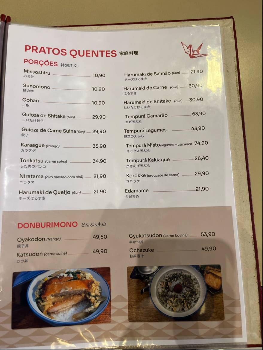 Menu em Restaurante Yamato, Curitiba, Avenida Iguaçu