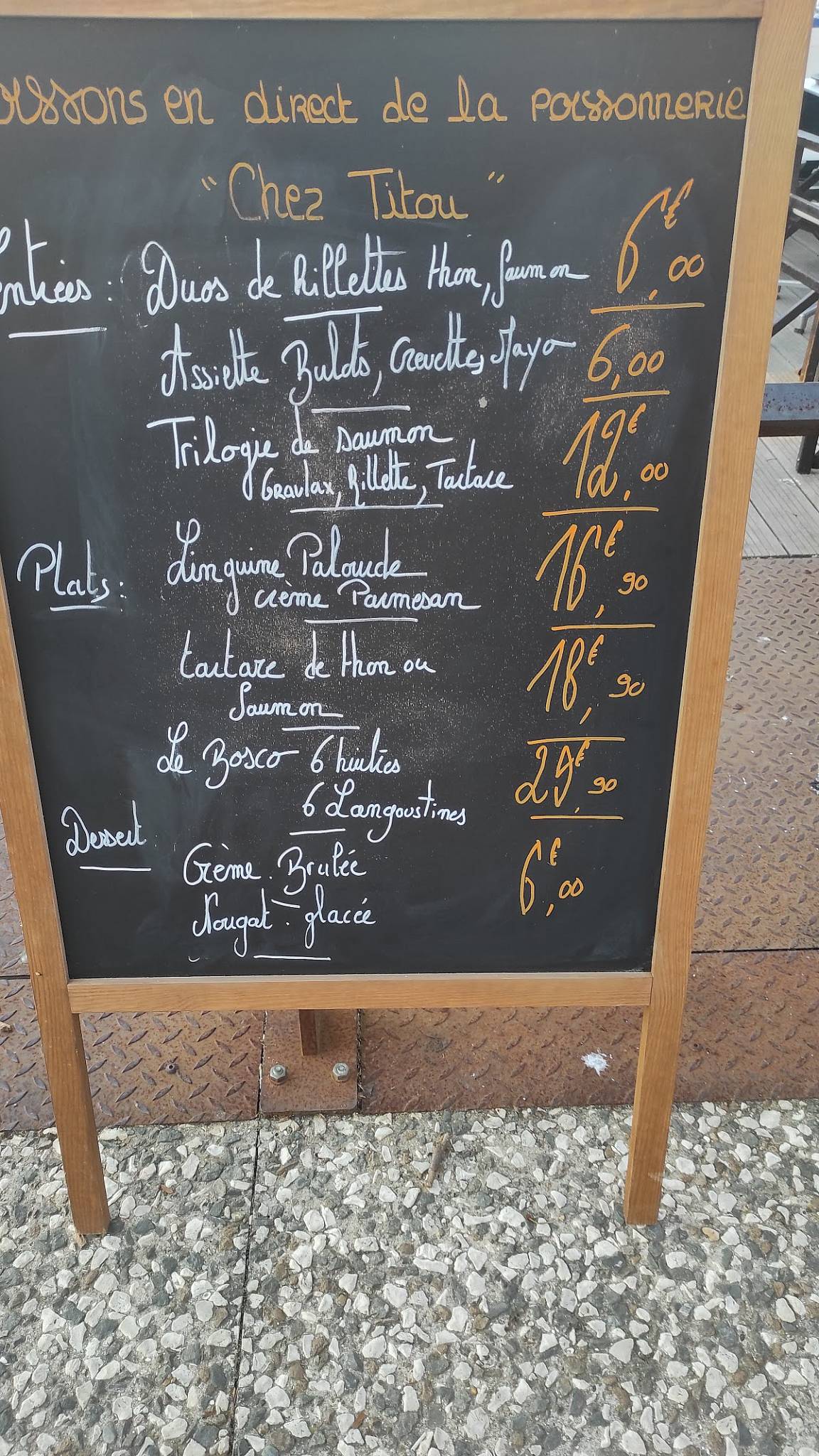 Carta del restaurante Resto chez titou, La Rochelle