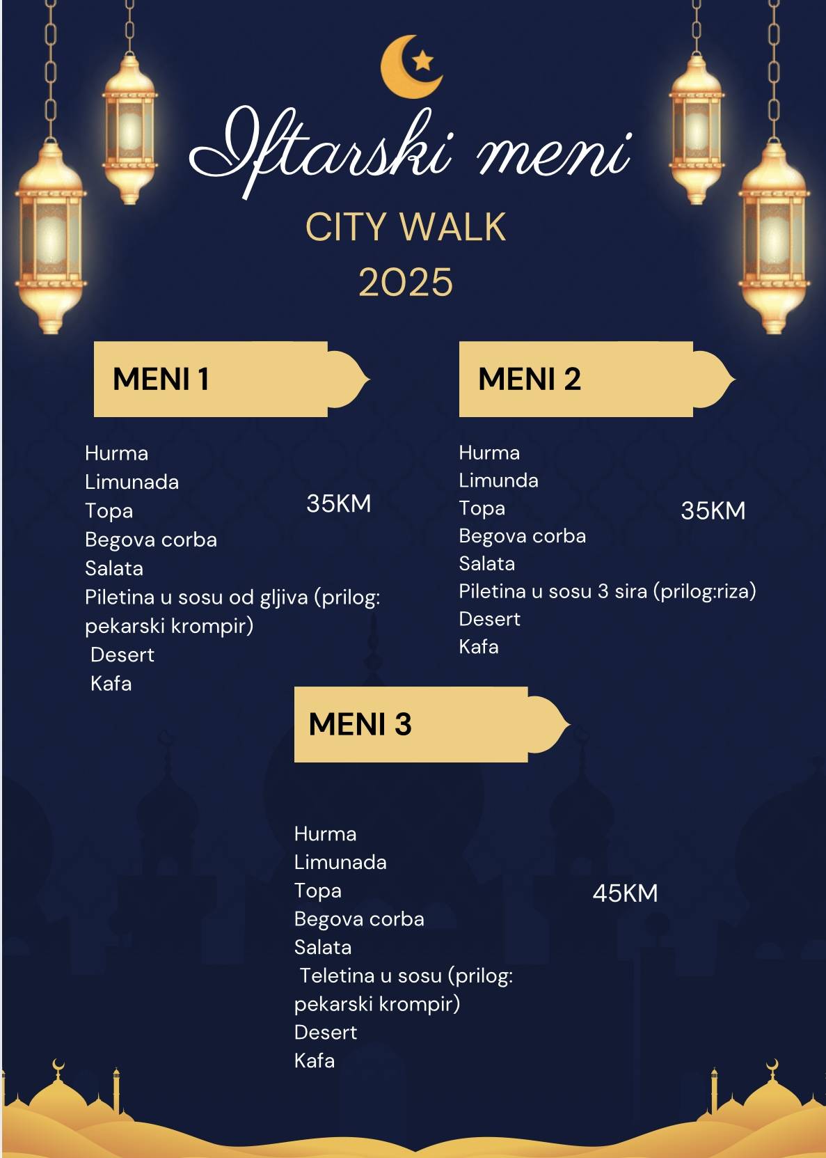 Menu at Restoran City Walk restaurant, Sarajevo