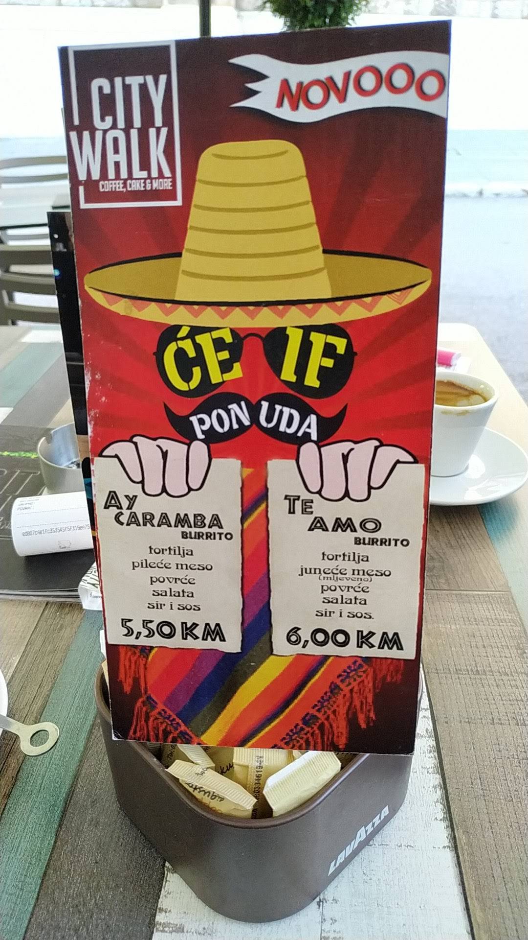 Speisekarte von Restoran City Walk restaurant, Sarajevo