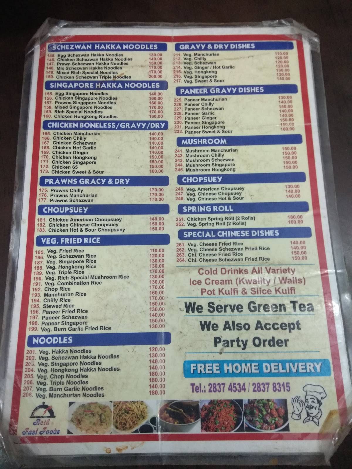 Menu at Rich fast food, Mumbai, Shop No. 2 & 3