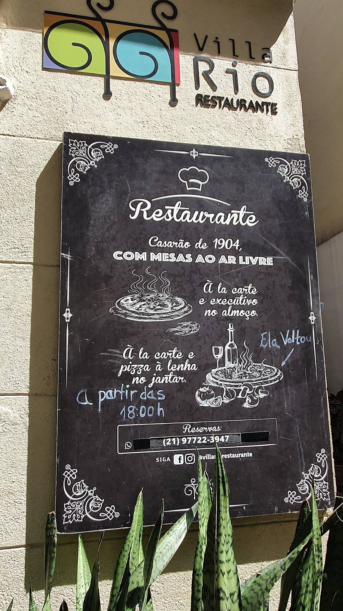 Carta de Villa Rio Restaurante, Rio de Janeiro