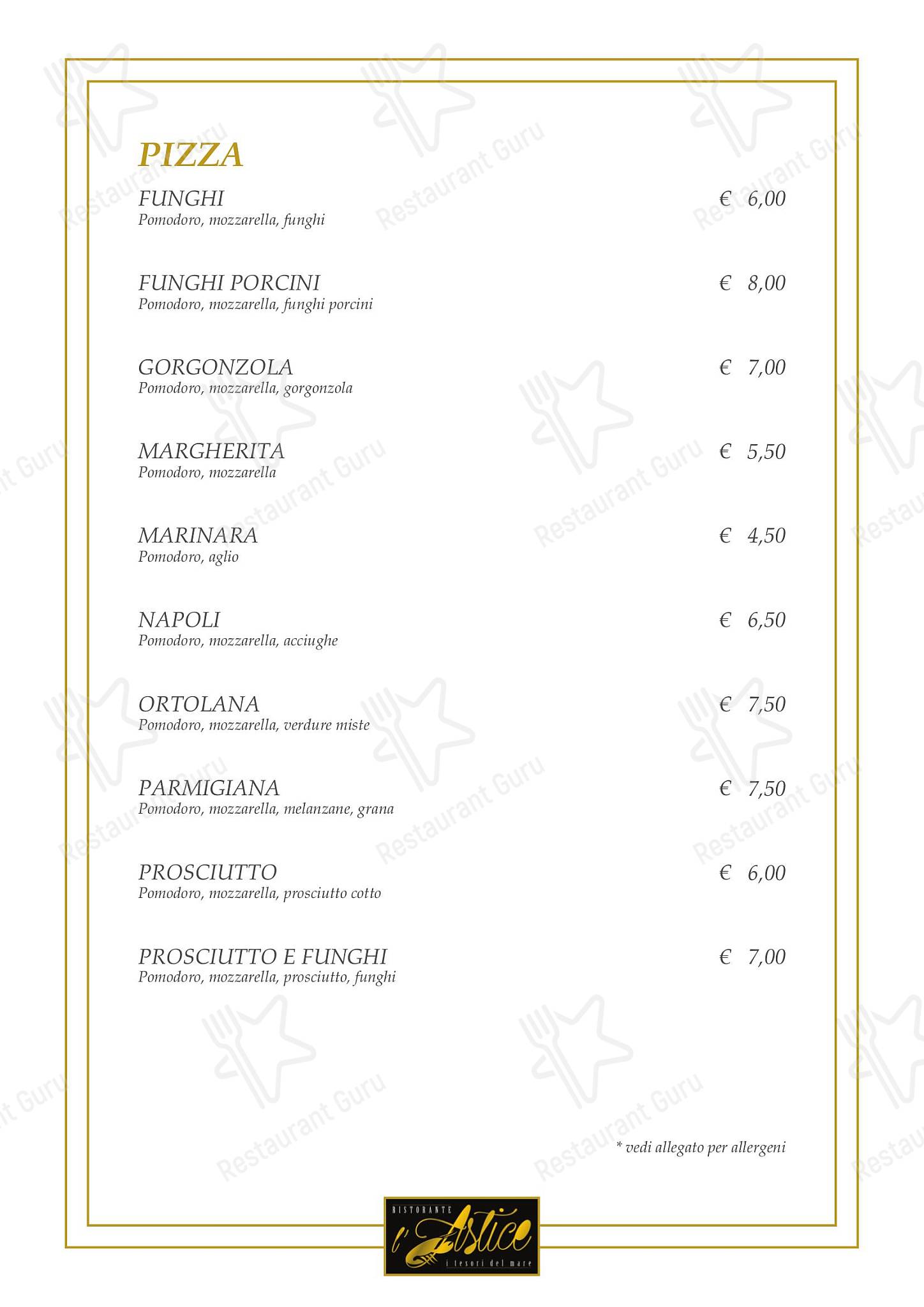 Menu da Ristorante L'astice, Pian Camuno