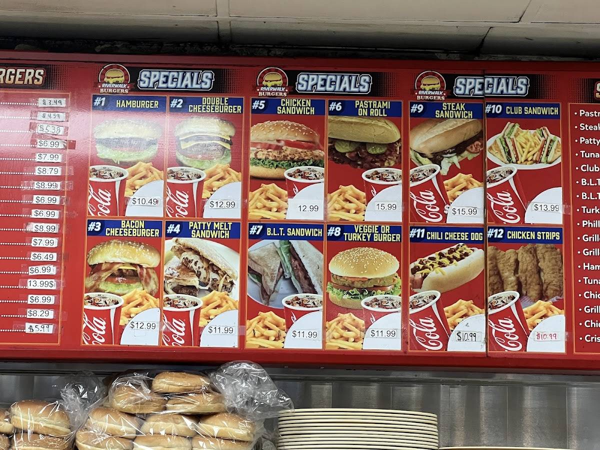 Menu at Riverwalk burgers and grill fast food, Riverside