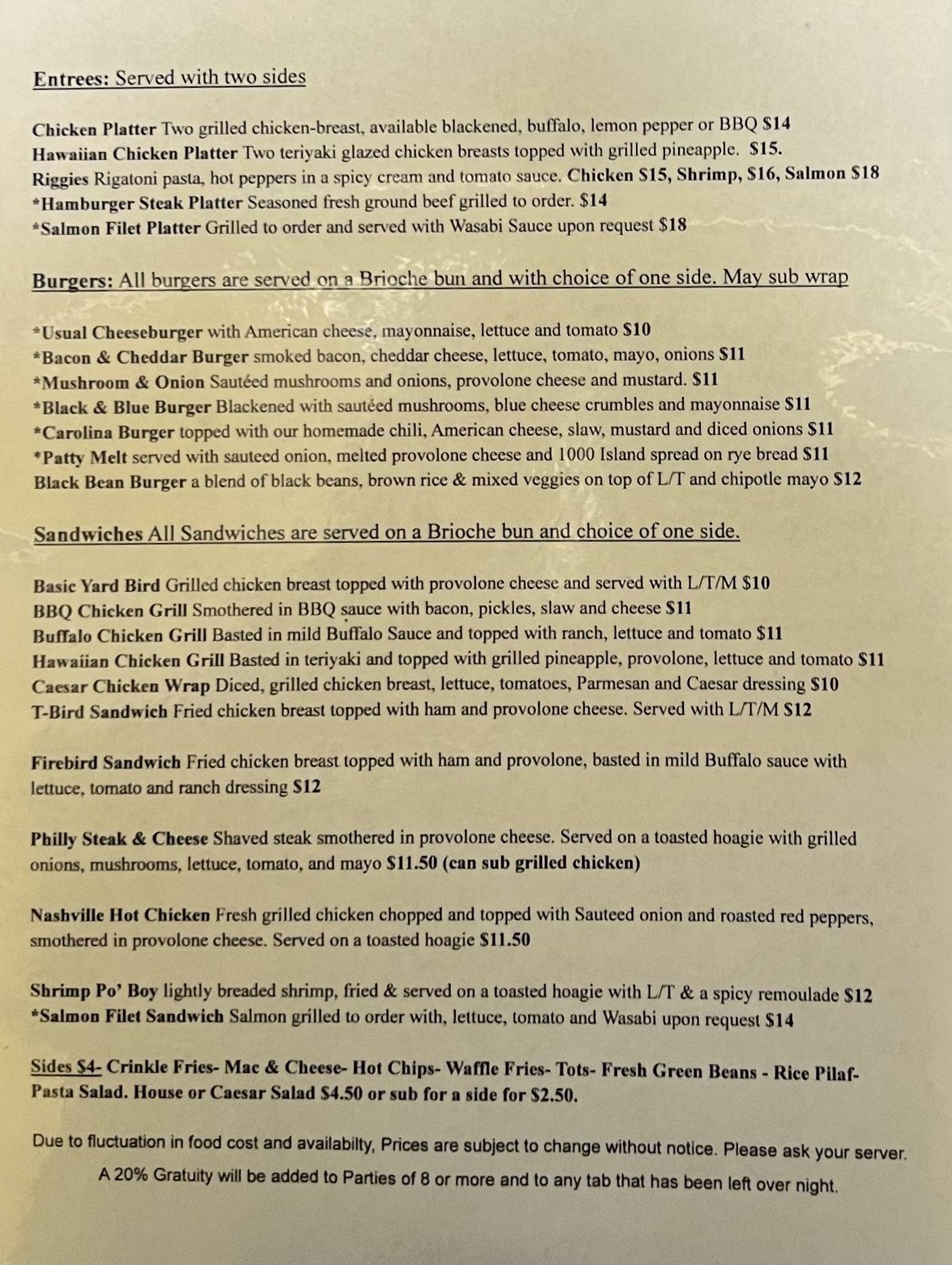 Menu at Rixster Grill pub & bar, High Point, Tinsley Dr Suite 159