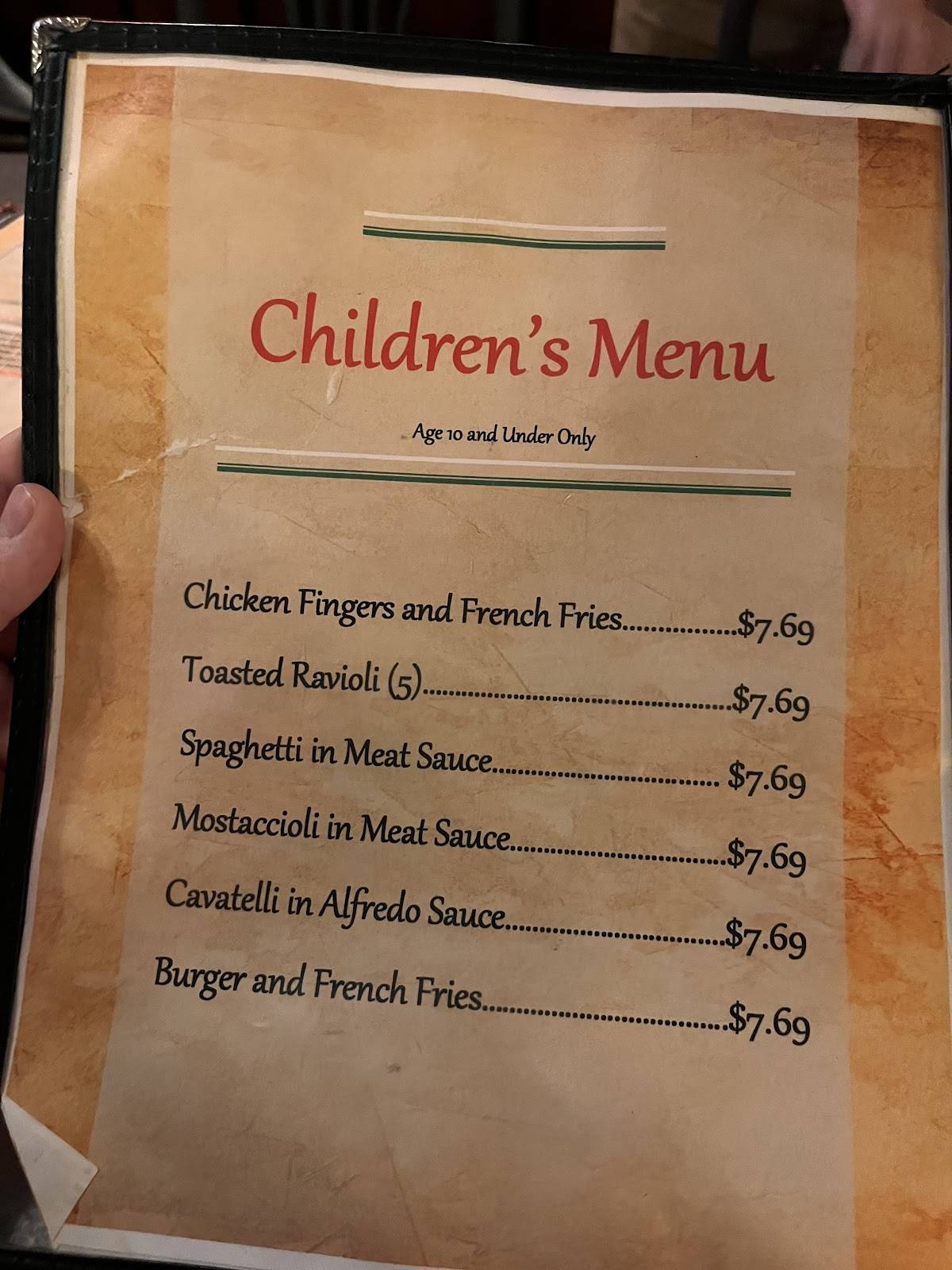 Menu at Rizzo's Italian Restaurant, Mehlville, Lemay Ferry Rd