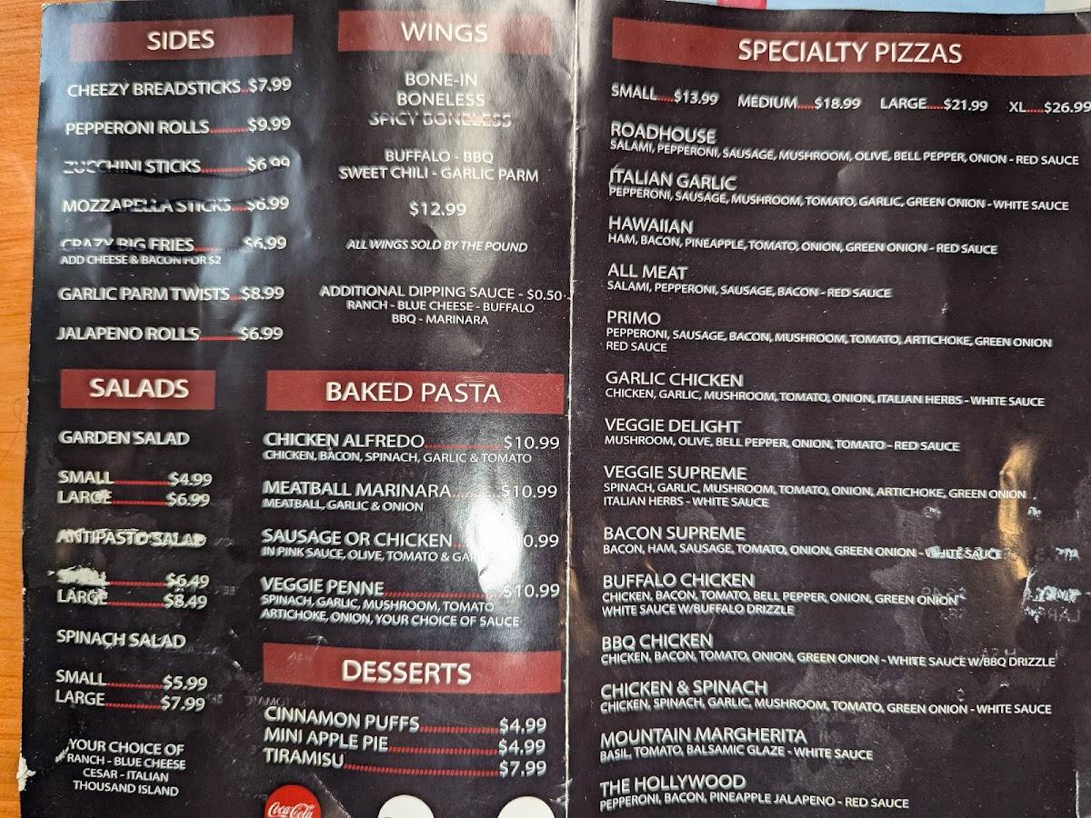 Menu at Road House Pizza pizzeria, Crestline