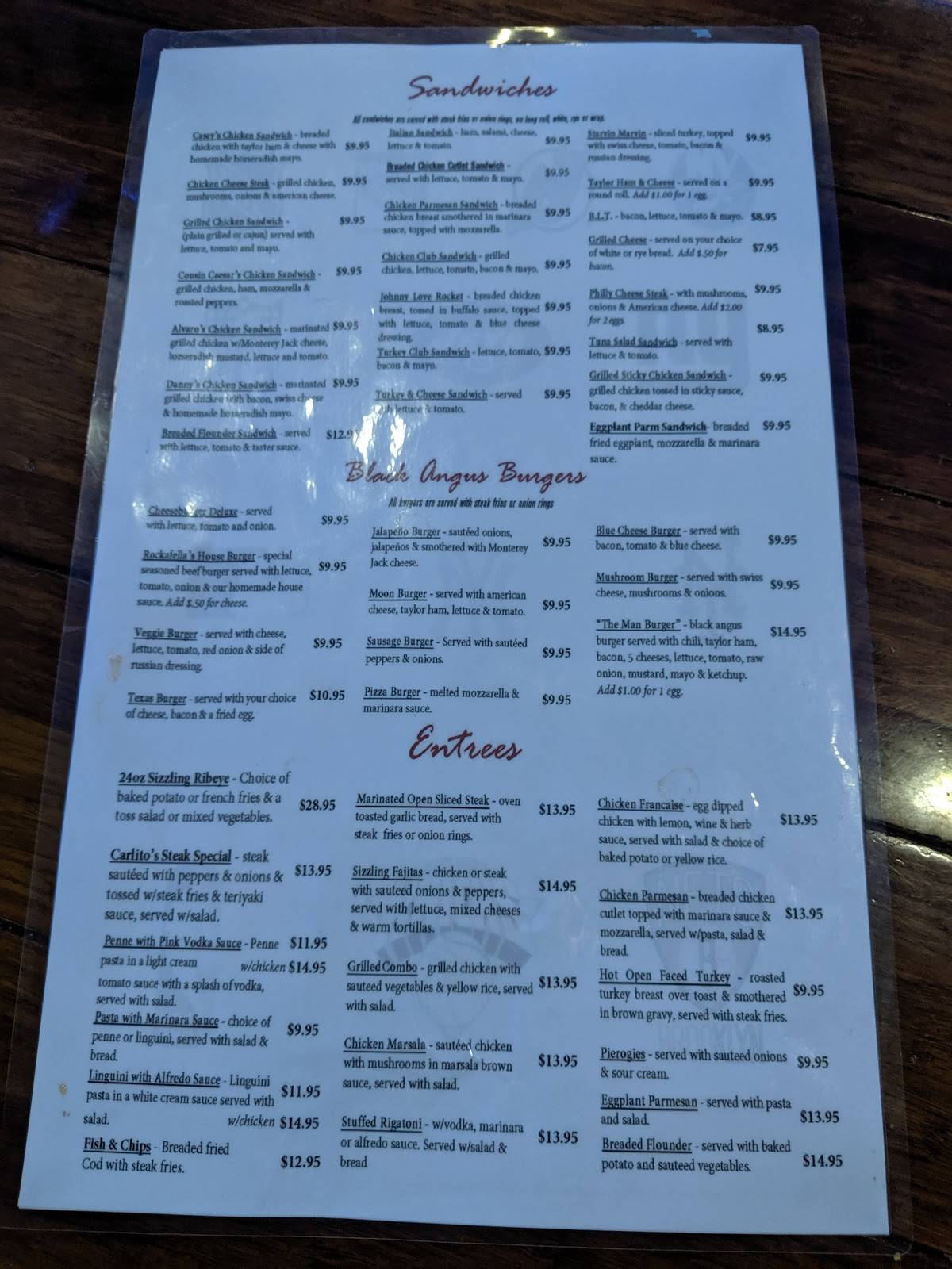 Menu at Rockafellas Sports Bar Gr, East Rutherford
