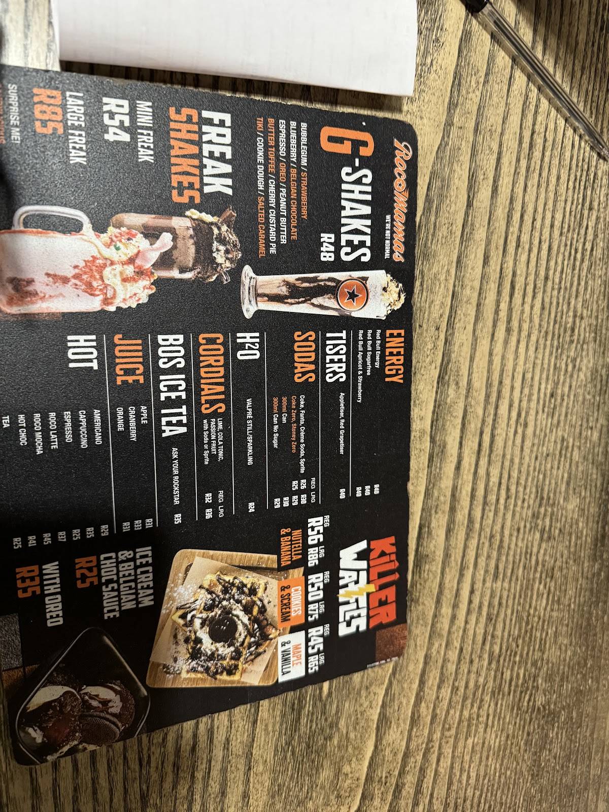Menu at RocoMamas Pavillion - Halaal restaurant, Durban
