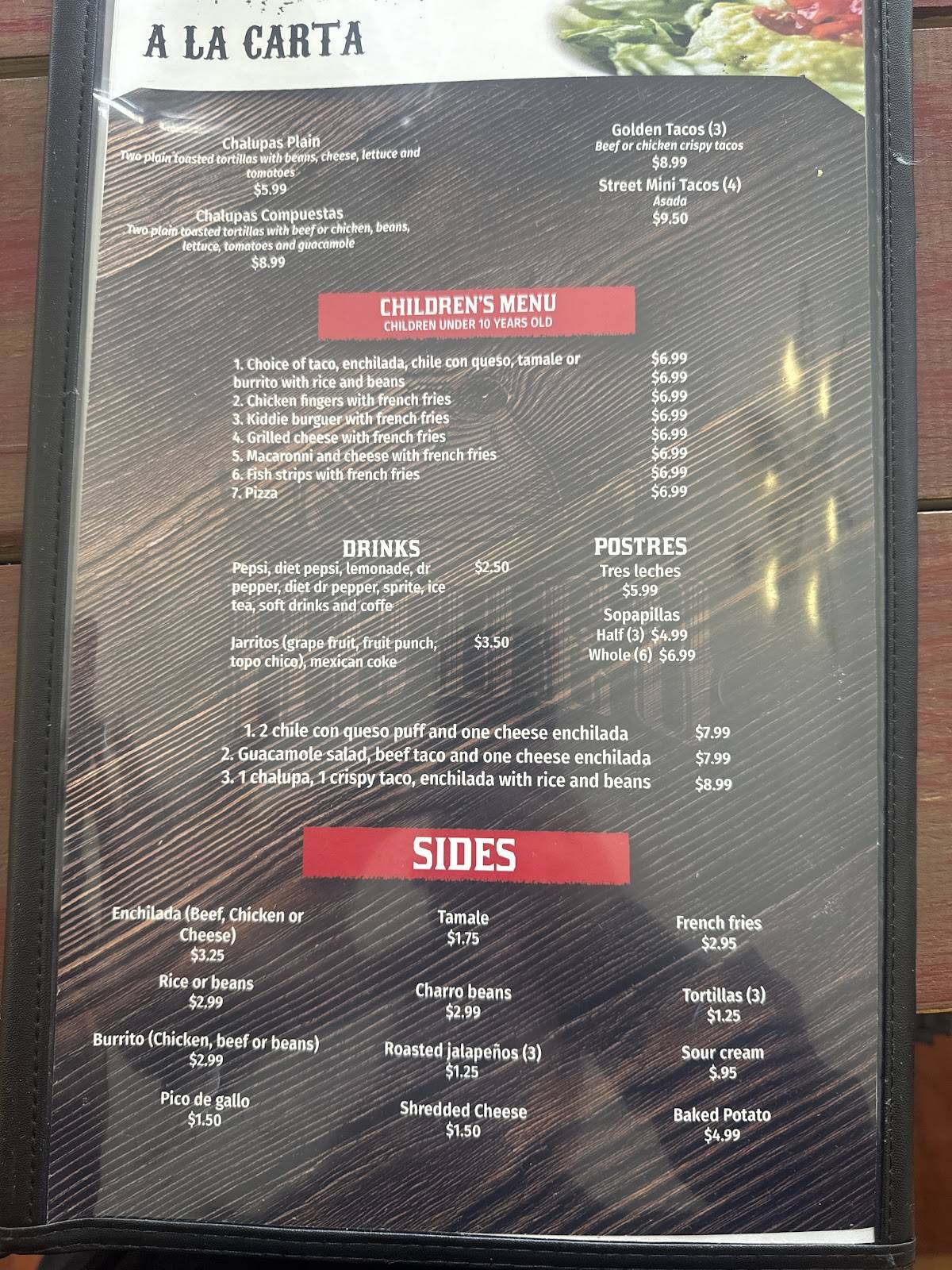 Menu at Rodeo Grill restaurant, Weimar, 101 E Post Office St