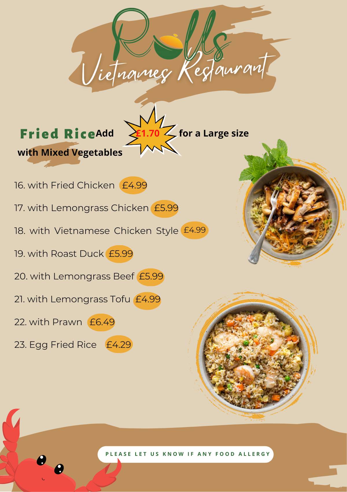 Menu at Rolls Asian foods and bubble tea restaurant, Hull