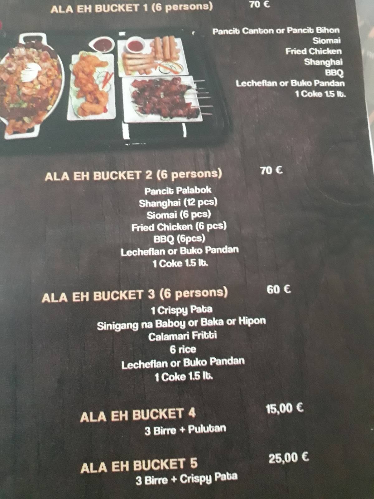 Menu da Ala-eh filipino resto-bar, Roma