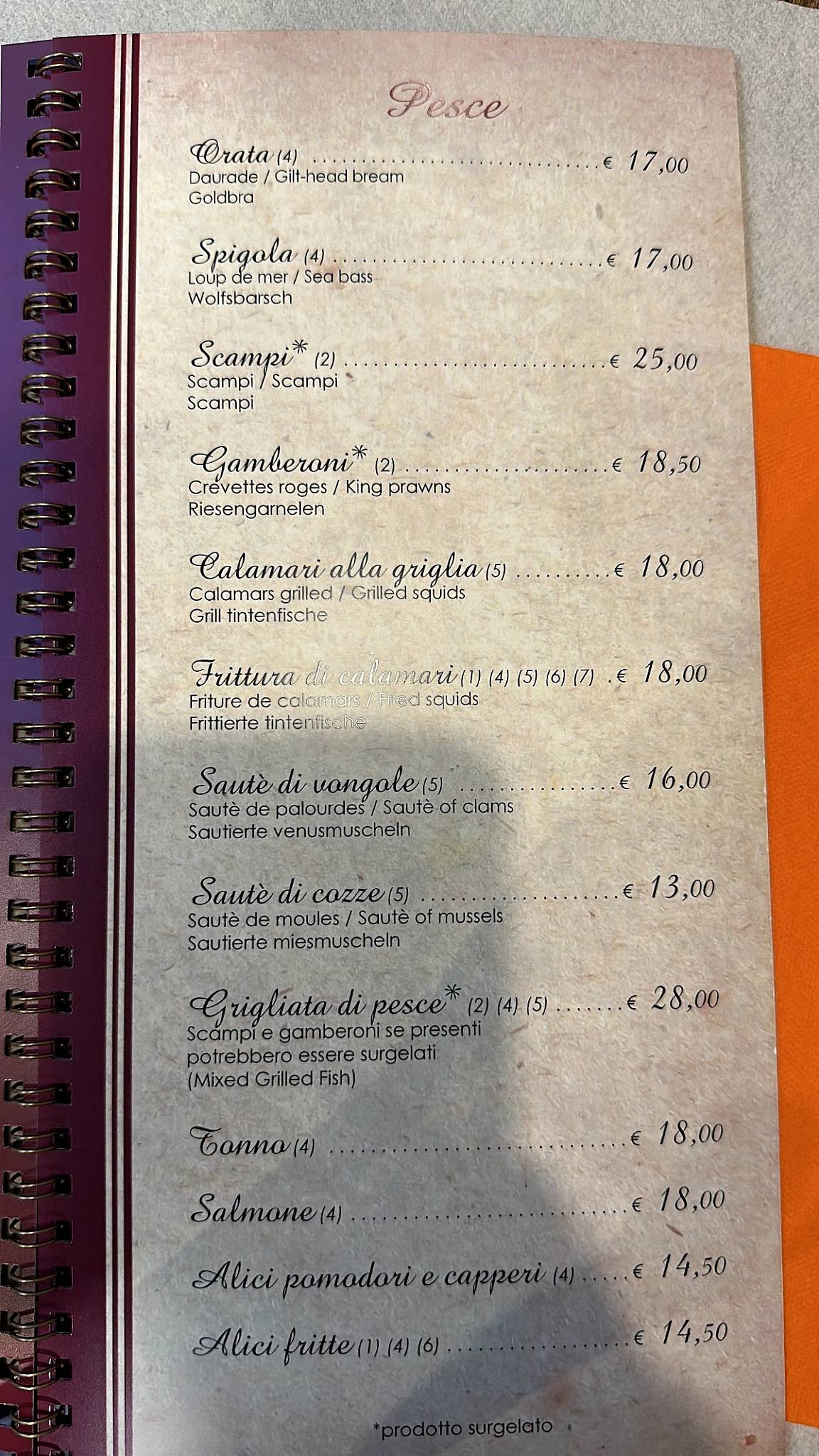 Menu da Ristorante Sora Lucia, Roma