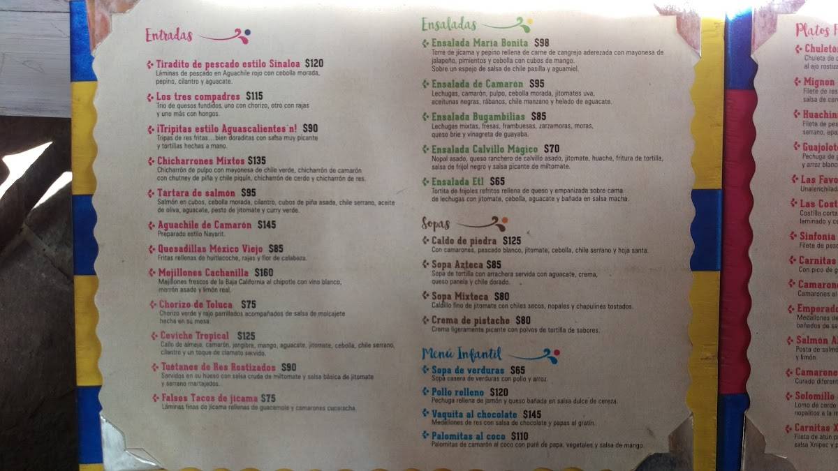 Carta del restaurante Rosa Mexicano Cocina, Calvillo